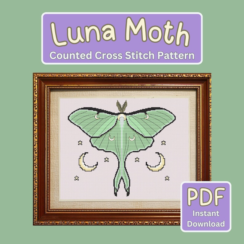 Luna Moth Cross Stitch Pattern - Etsy