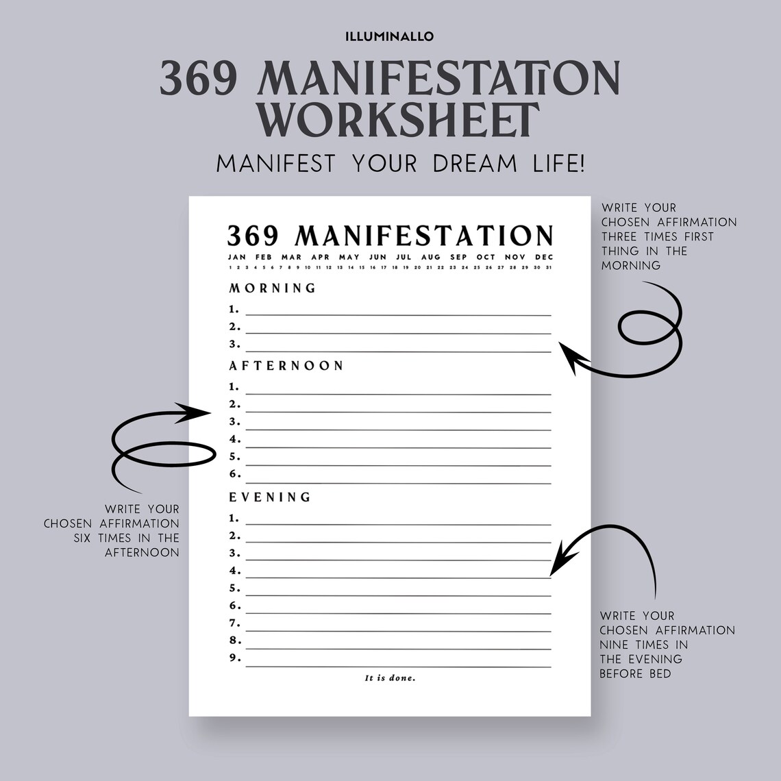 Manifestation Printables, Manifesting Worksheet, 369 Method, Law of ...