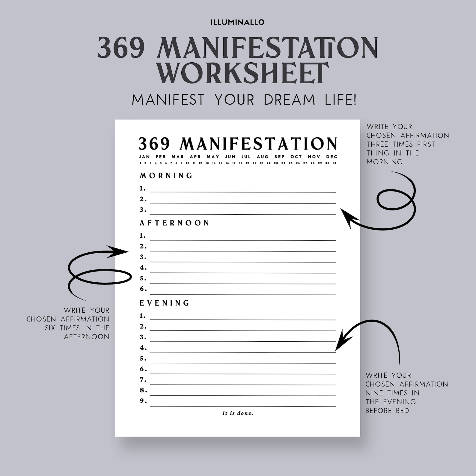 Manifestation Printables, Manifesting Worksheet, 369 Method, Law of ...