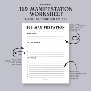 Manifestation Printables, Manifesting Worksheet, 369 Method, Law of ...