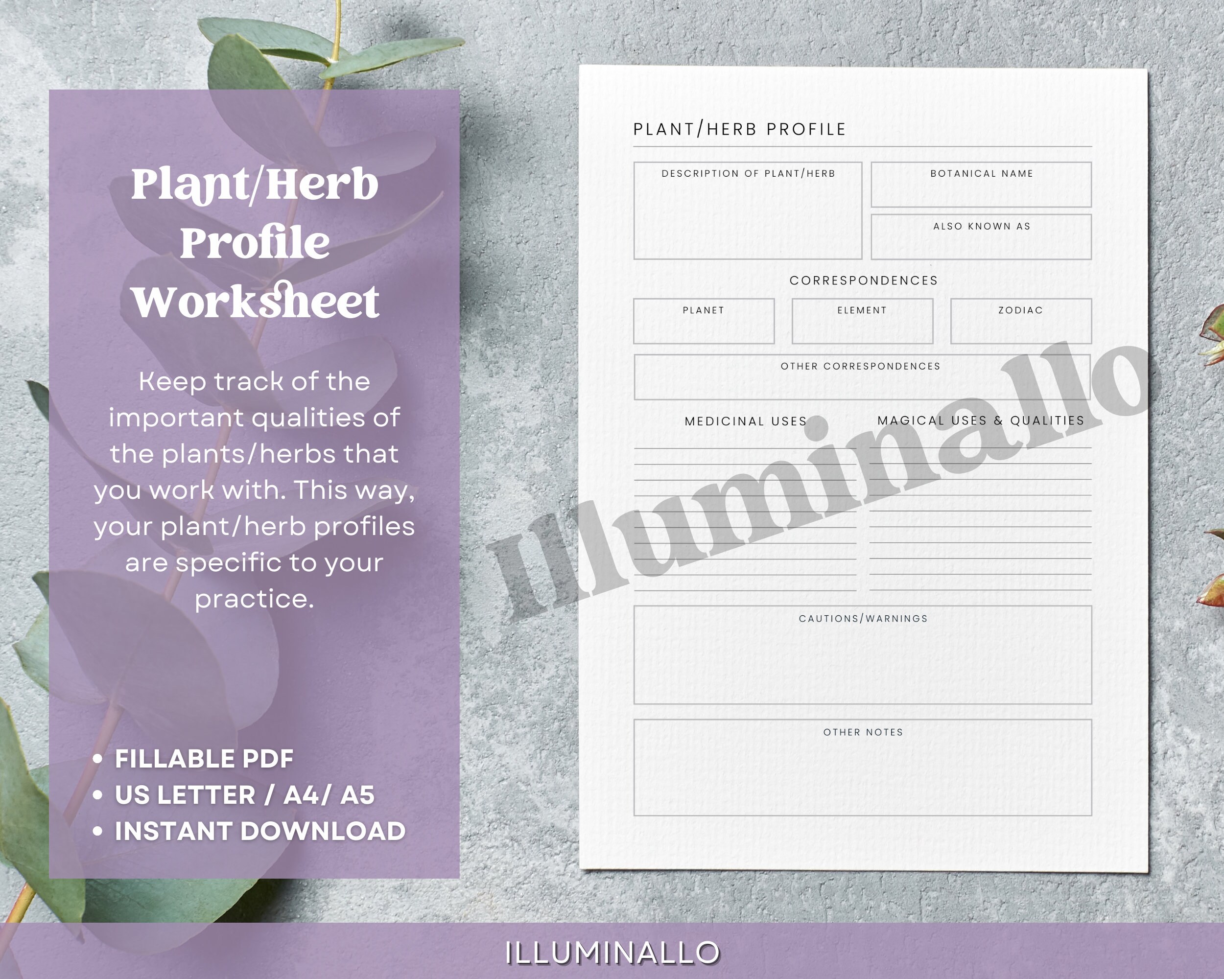 Printable Herb Profile Printable Plant Profile Printable - Etsy