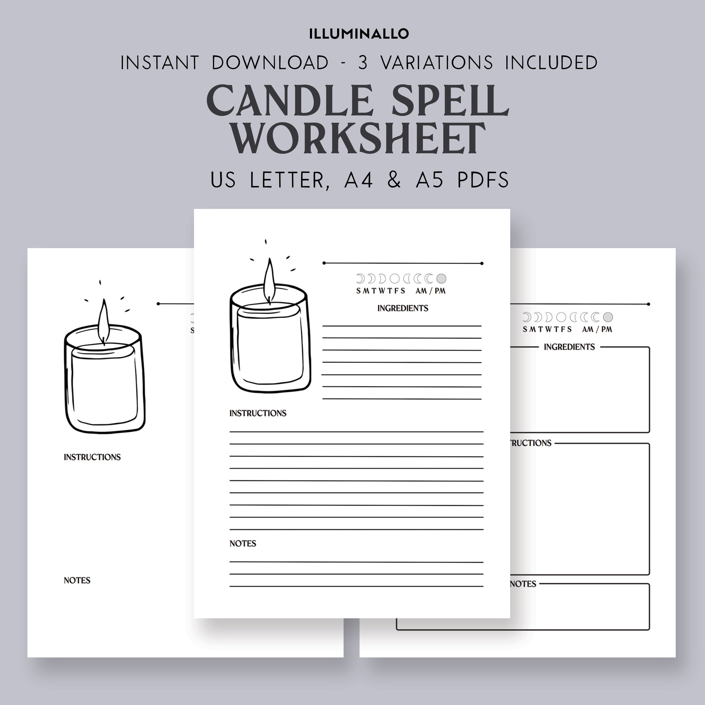 Candle Magic Worksheet, Candle Spell Worksheet, Printable Witch ...