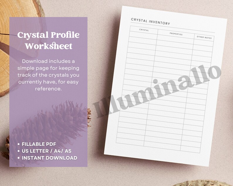 Printable Crystal Profile Worksheets, Printable Grimoire Pages ...