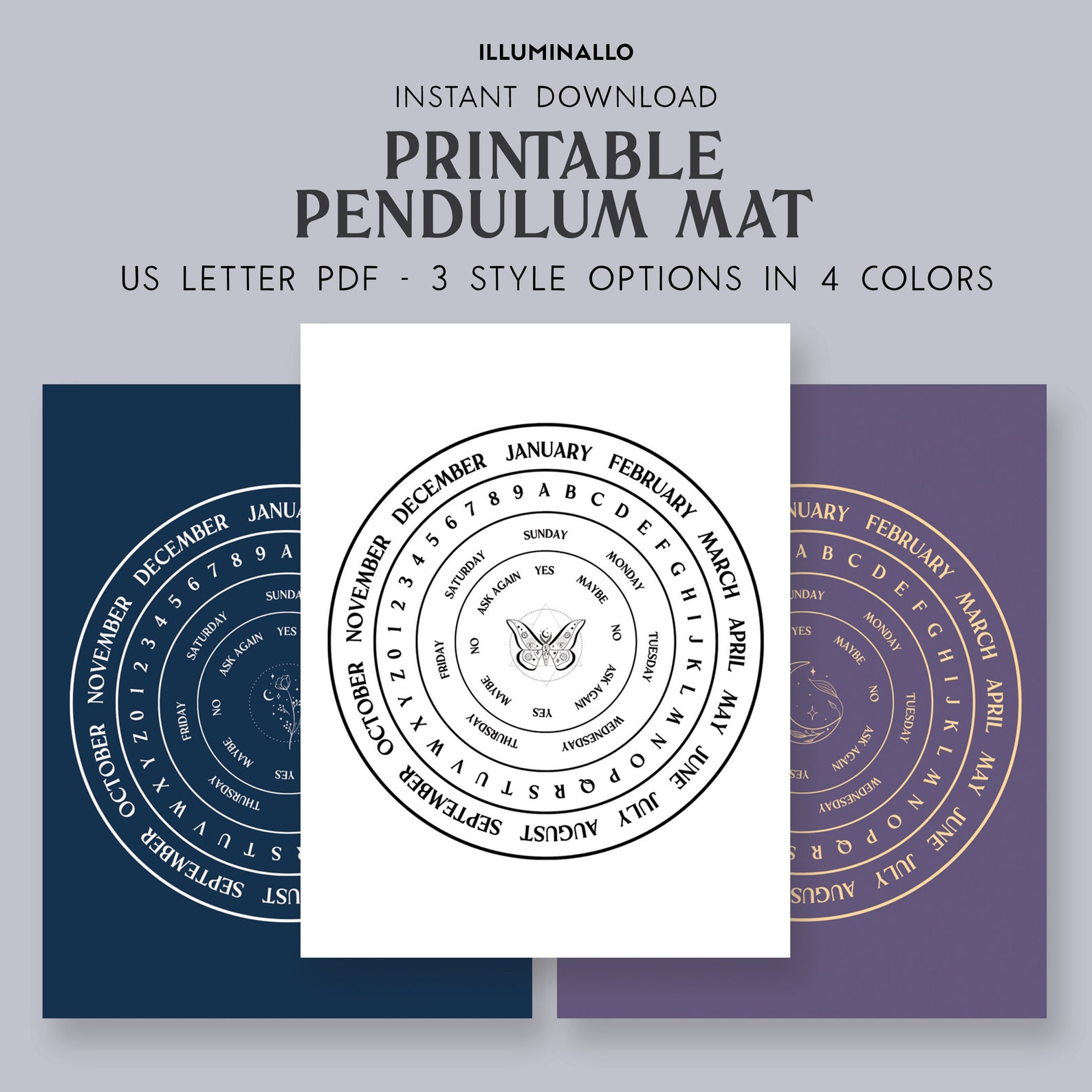 Pendulum Board Printable, Pendulum Mat Printable, Downloadable Pendulum ...
