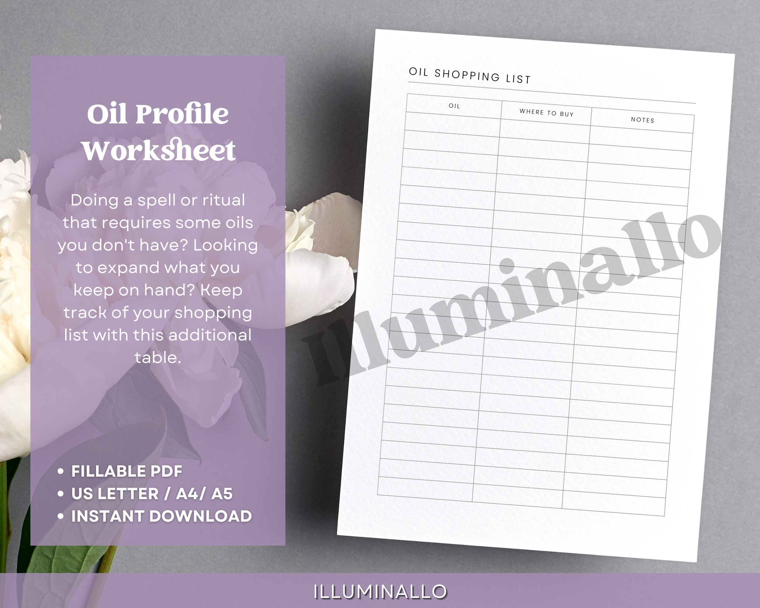 Printable Oil Profile Essential Oil Worksheet Printable - Etsy Canada