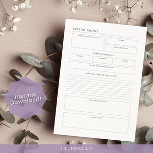 Printable Crystal Profile Worksheets Printable Grimoire - Etsy