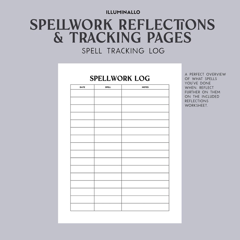 Spellwork Tracker, Printable Spell Tracker, Spellwork Reflections ...