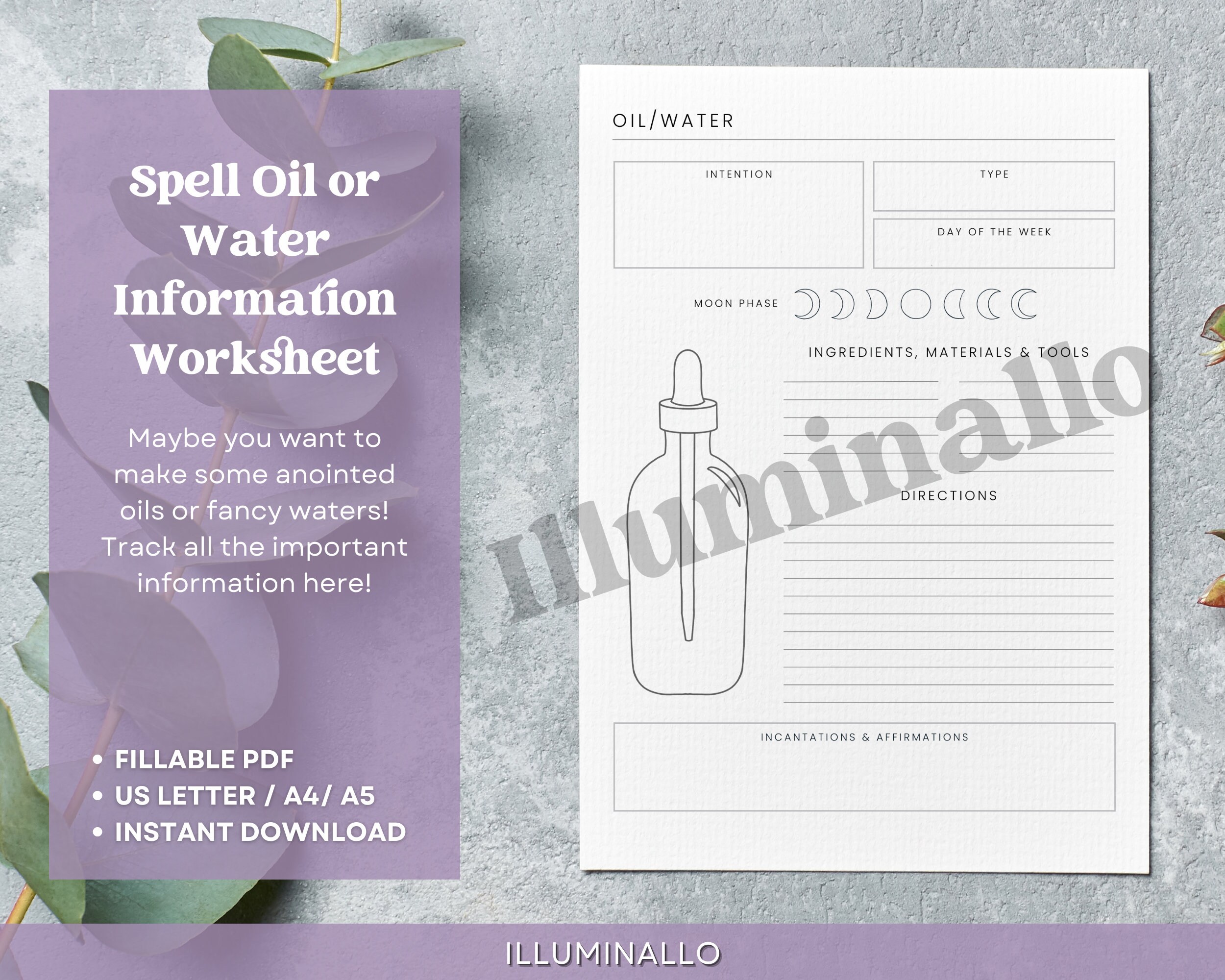 Printable Spell Worksheets Spell Jar Template Candle Spell - Etsy