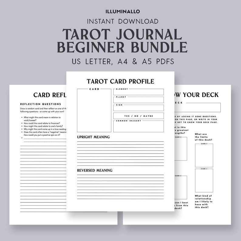 Beginner Tarot Printable, Tarot Journal Printable, Tarot Journal, Tarot ...