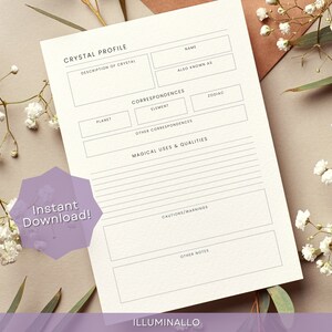 Printable Crystal Profile Worksheets Printable Grimoire - Etsy