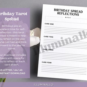Birthday Tarot Spread Worksheet, Printable Tarot Spreads, Tarot Spread ...