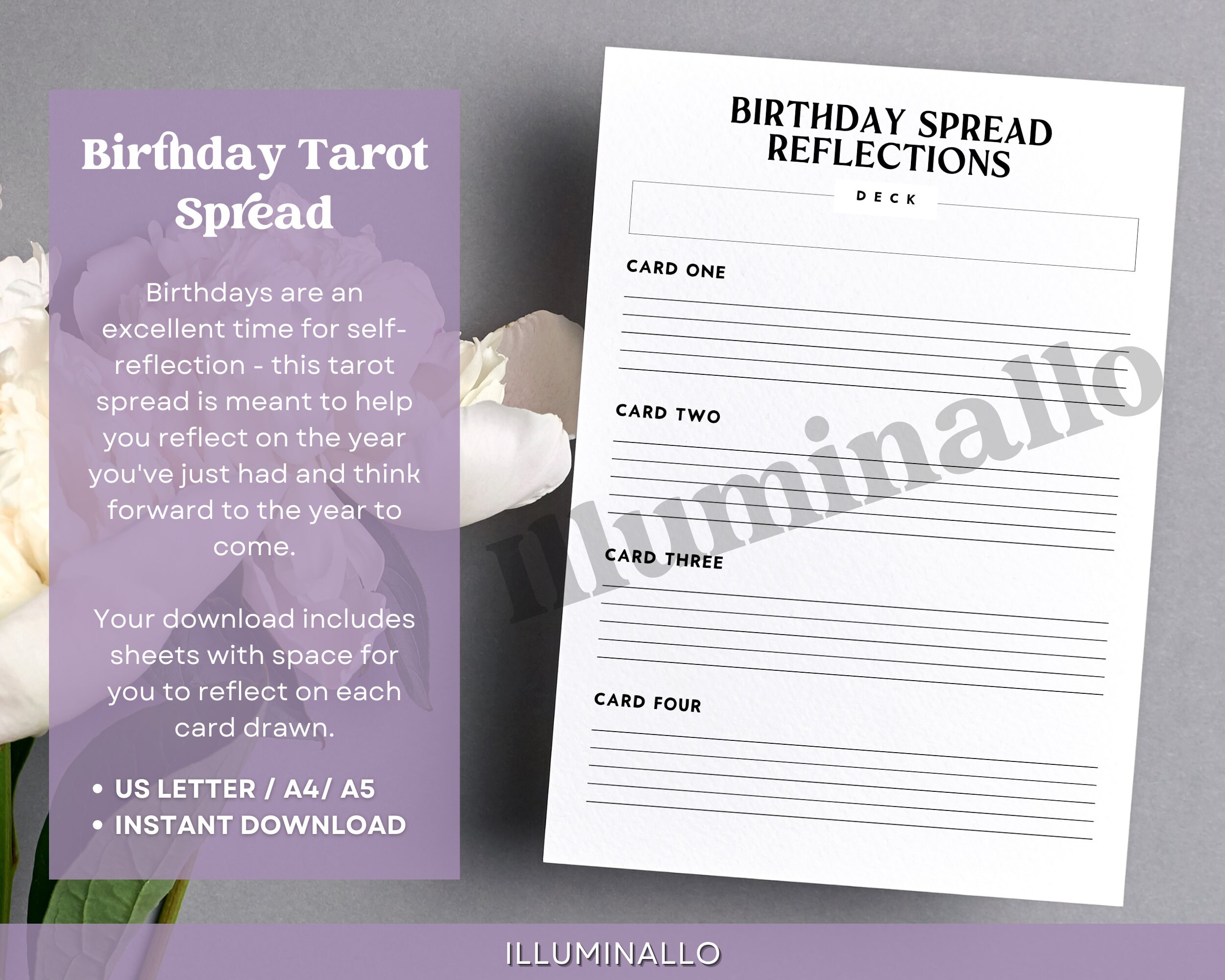 Birthday Tarot Spread Worksheet, Printable Tarot Spreads, Tarot Spread ...