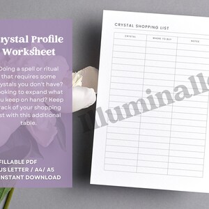 Printable Crystal Profile Worksheets, Printable Grimoire Pages ...