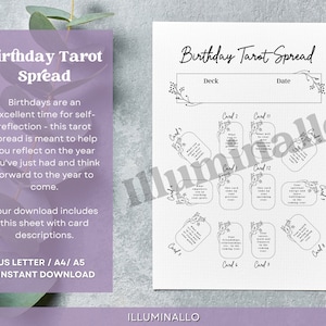 Printable Birthday Tarot Spread Worksheet, Tarot Spread PDF, Tarot ...