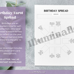 Birthday Tarot Spread Worksheet, Printable Tarot Spreads, Tarot Spread ...