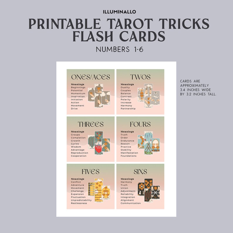 Tarot Flashcards Tarot Cheat Sheet Printable Learning Tarot - Etsy