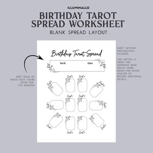 Printable Birthday Tarot Spread Worksheet Tarot Spread PDF - Etsy