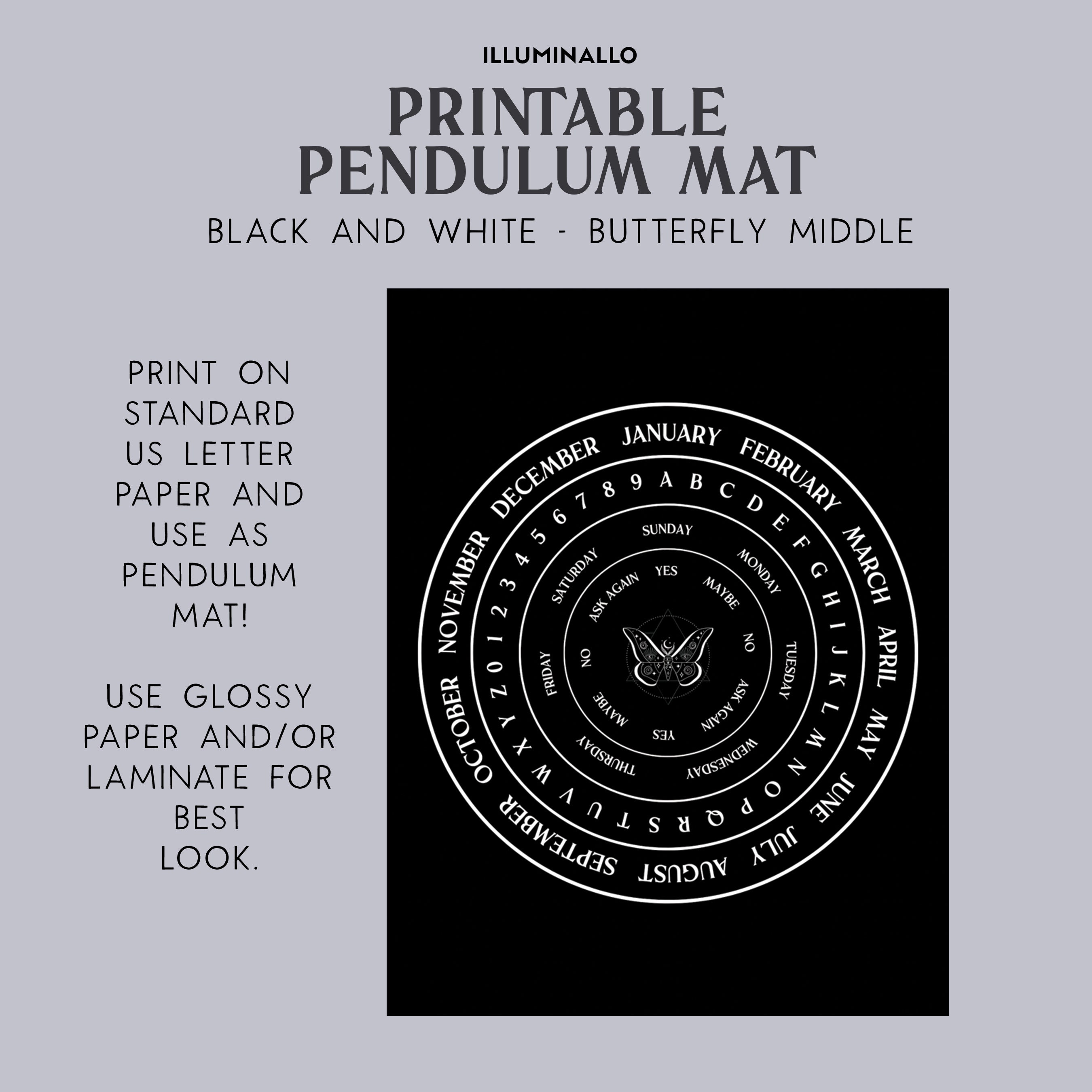 Pendulum Board Printable, Pendulum Mat Printable, Downloadable Pendulum ...