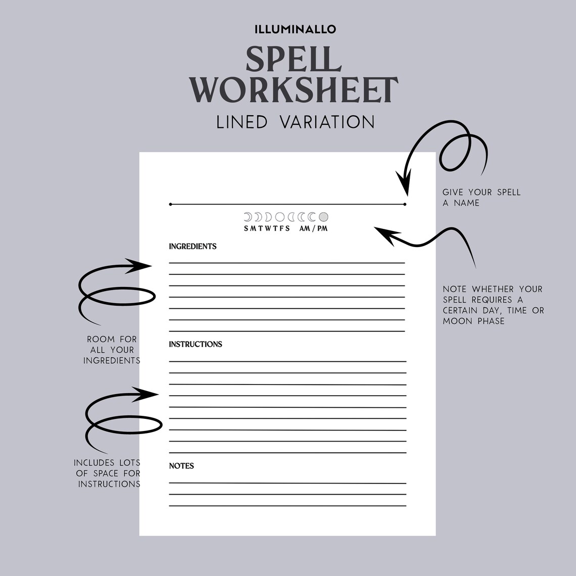 Spellwork Worksheet, Printable Spellwork PDF, Printable Witch Worksheet ...