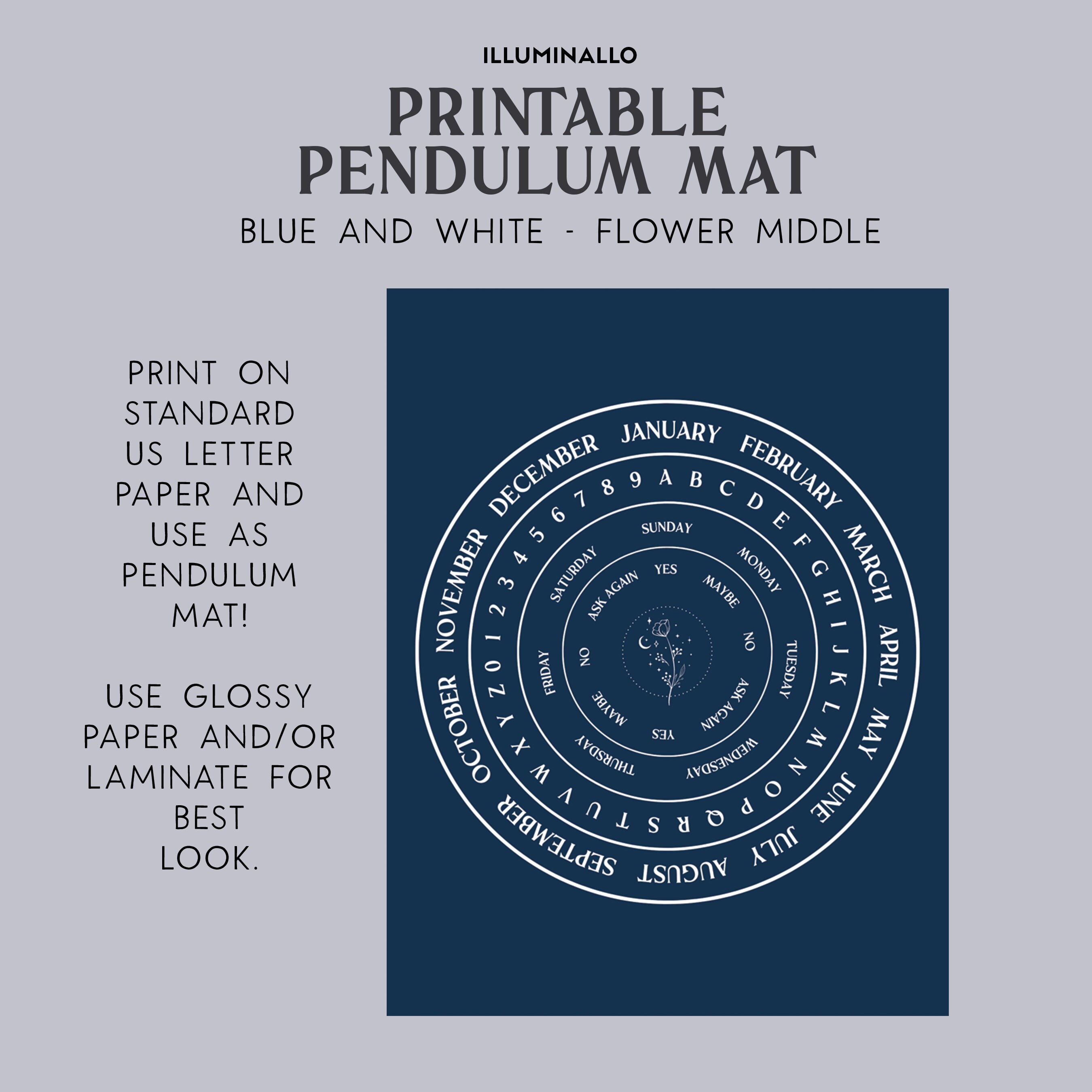 Pendulum Board Printable, Pendulum Mat Printable, Downloadable Pendulum ...