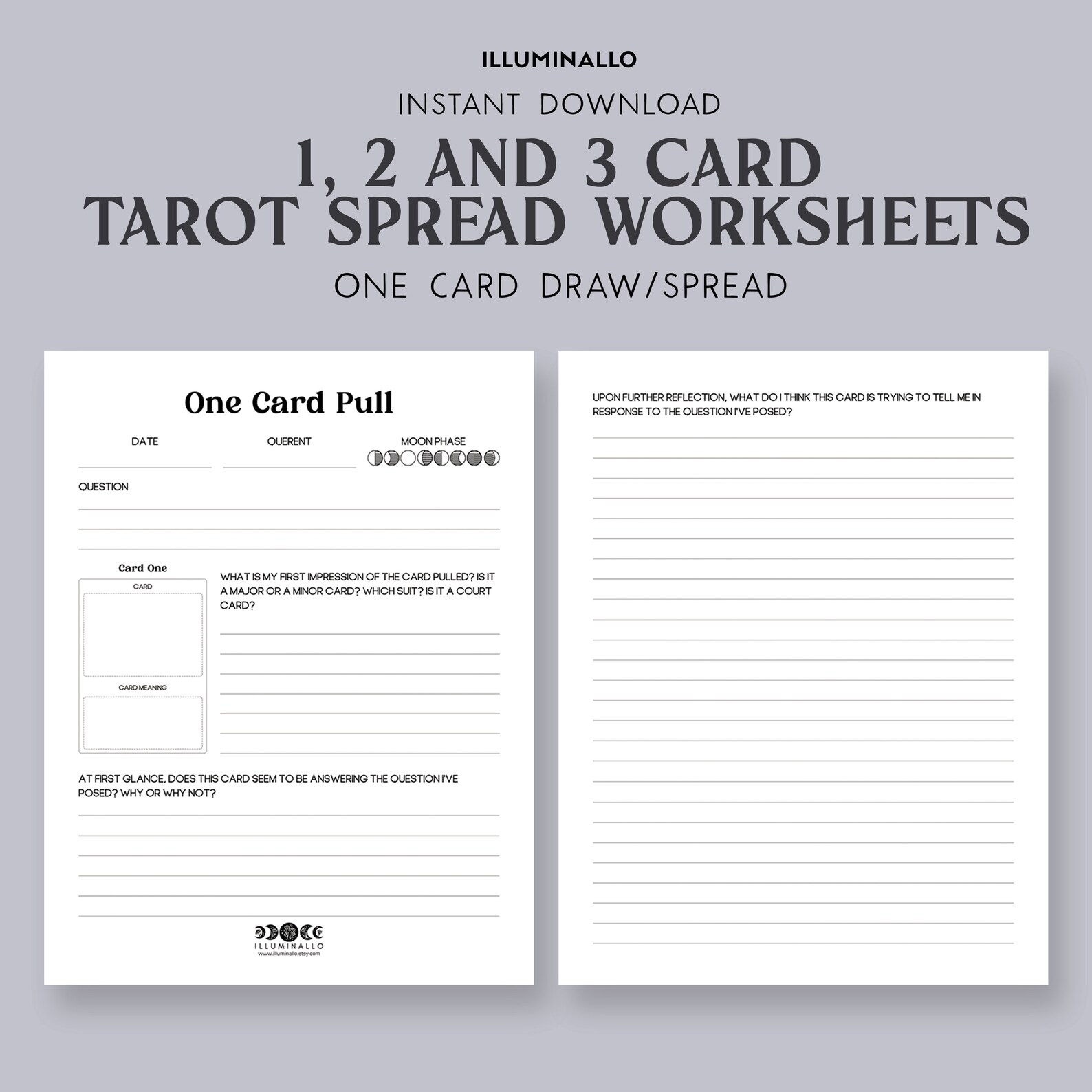 Tarot Worksheet, Tarot Spread Printable, Tarot Workbook Page, Tarot ...