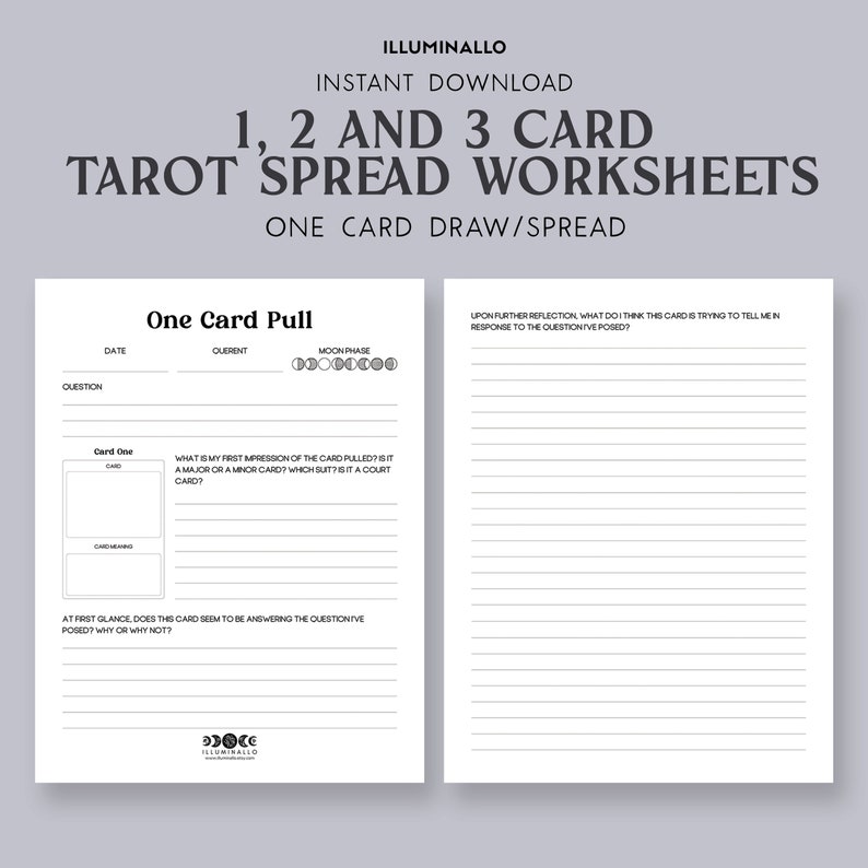 Tarot Worksheet, Tarot Spread Printable, Tarot Workbook Page, Tarot ...