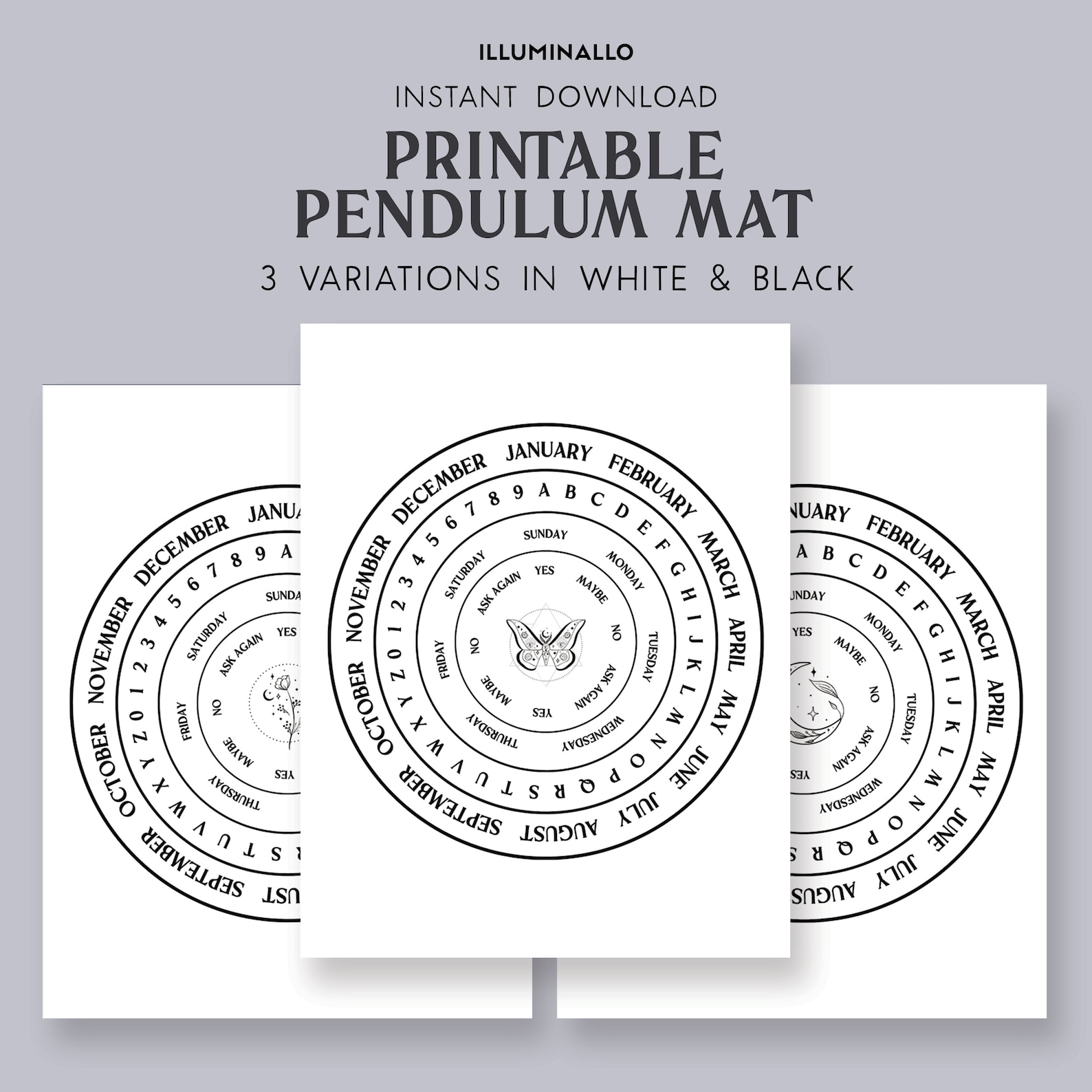 Pendulum Board Printable, Pendulum Mat Printable, Downloadable Pendulum ...