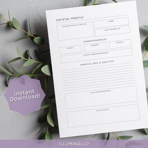 Printable Crystal Profile Worksheets Printable Grimoire - Etsy