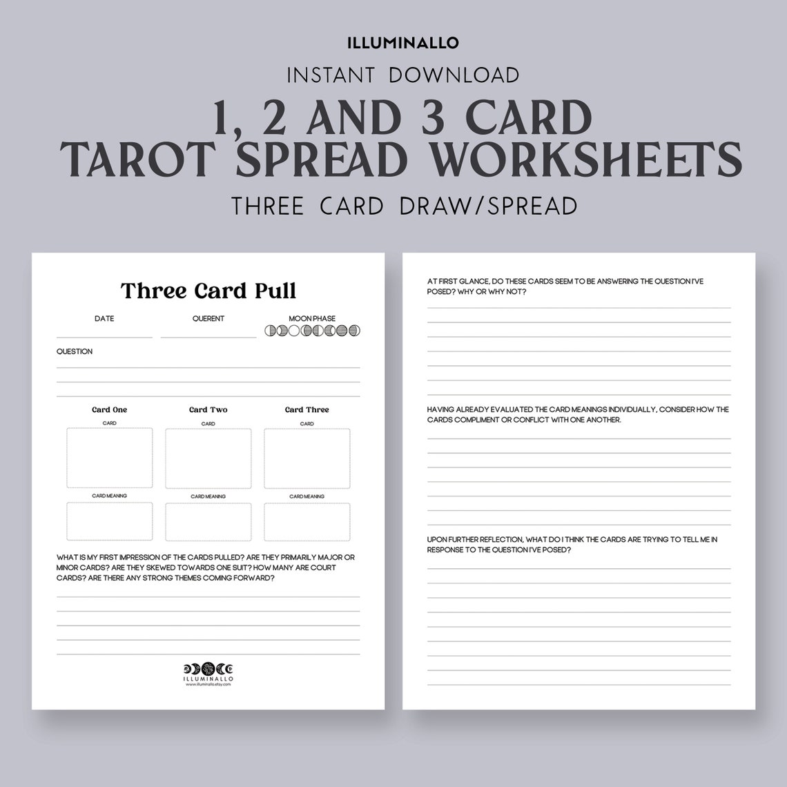 Tarot Worksheet, Tarot Spread Printable, Tarot Workbook Page, Tarot ...