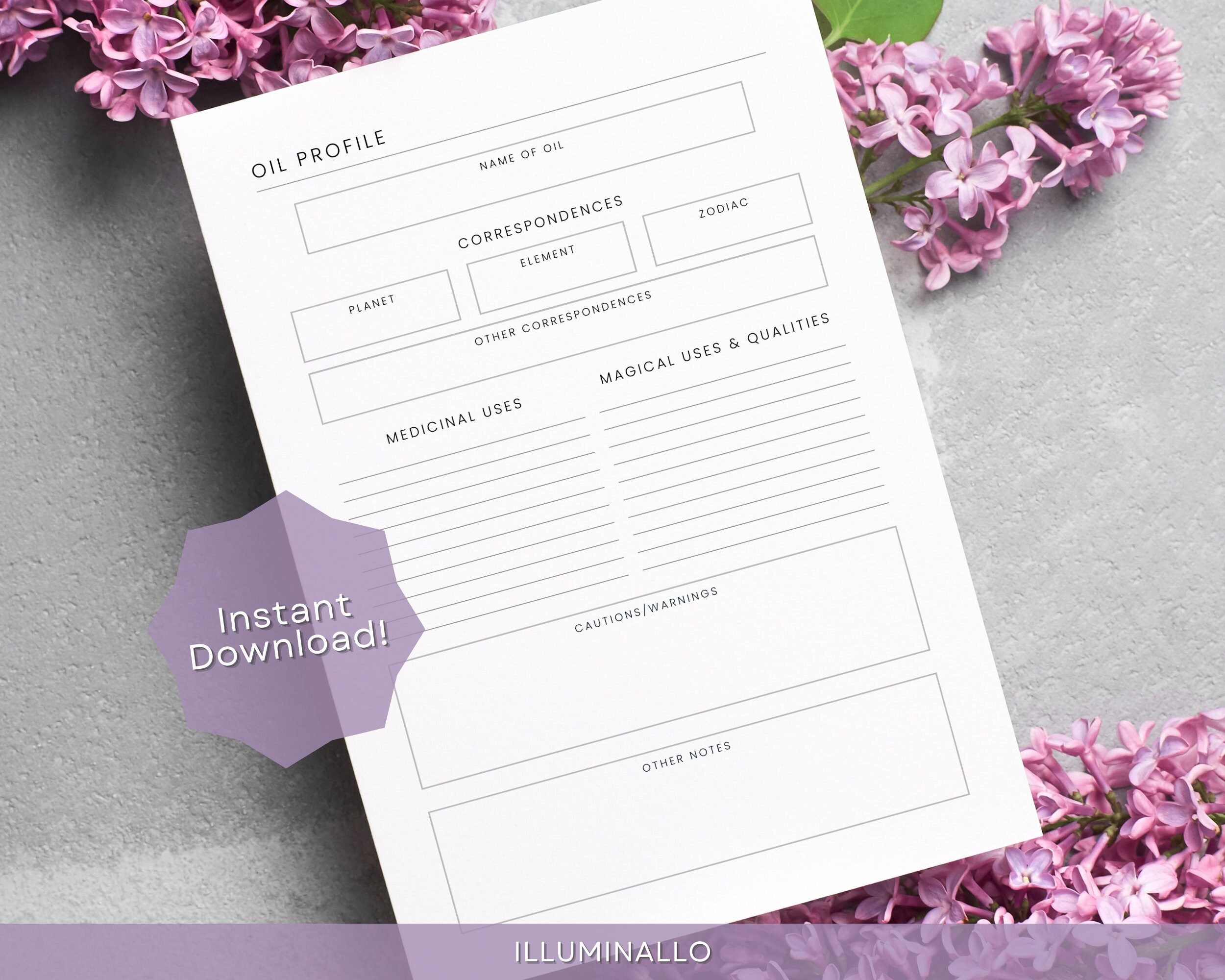 Printable Oil Profile Essential Oil Worksheet Printable - Etsy Canada