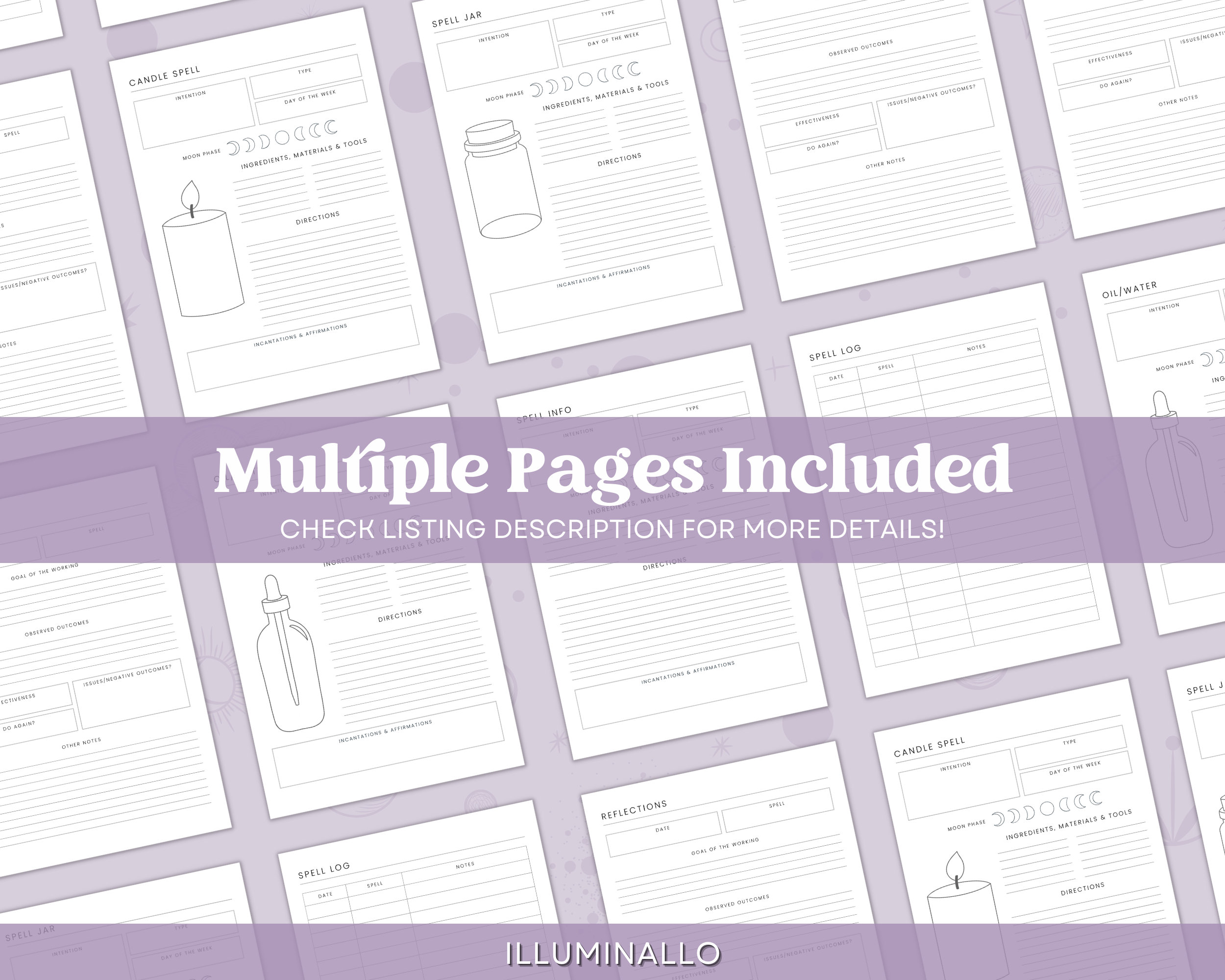 Printable Spell Worksheets Spell Jar Template Candle Spell - Etsy