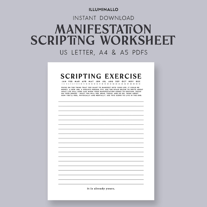 Scripting Journal Printable, Printable Manifestation, Manifesting ...