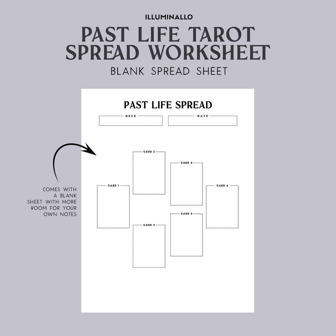 Past Lives Tarot Spread Printable, Past Lives Tarot Worksheet, Tarot ...
