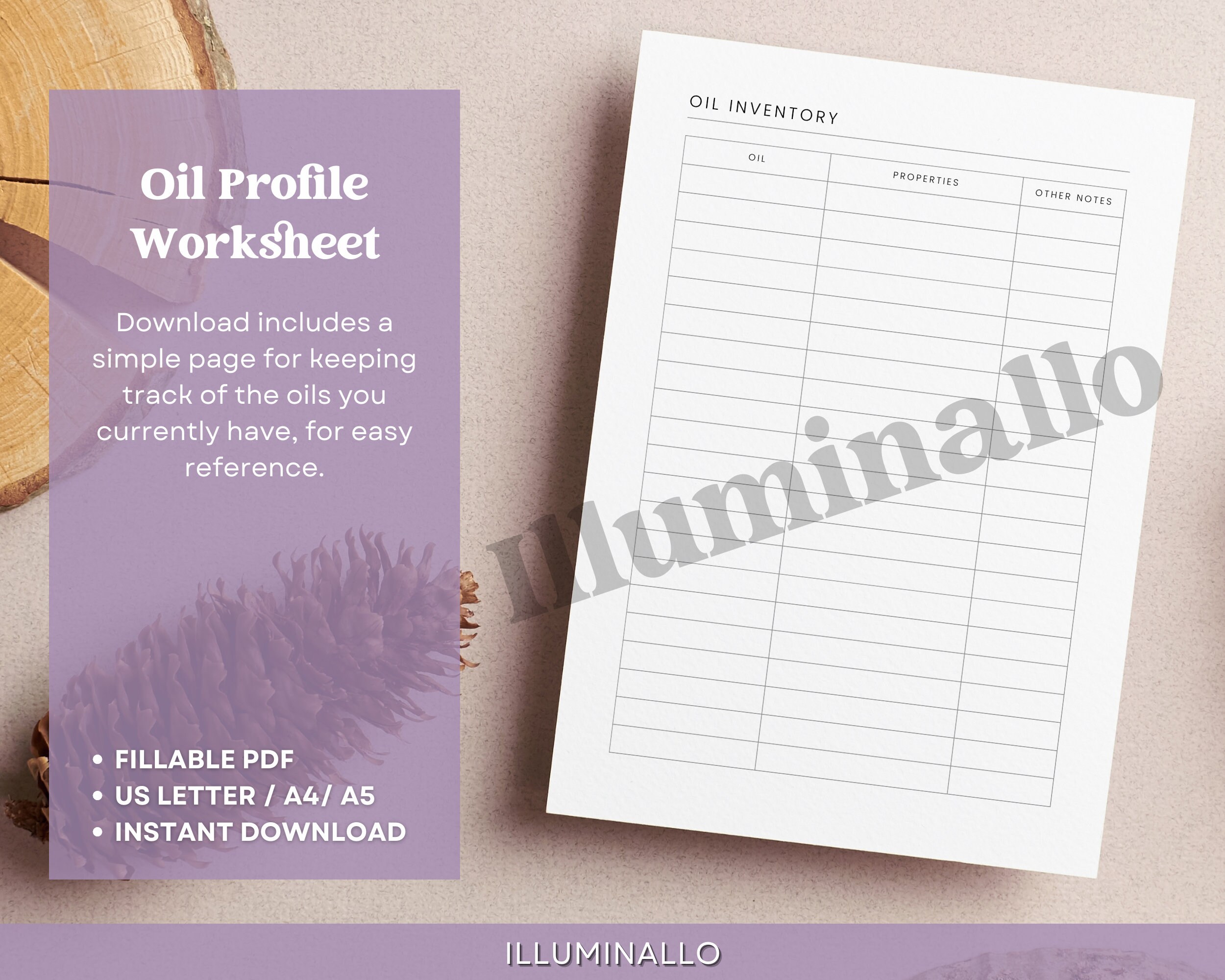Printable Oil Profile Essential Oil Worksheet Printable - Etsy Canada