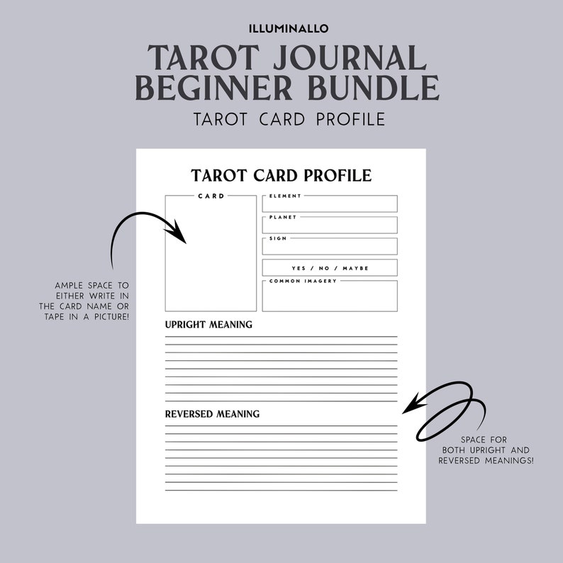 Beginner Tarot Printable, Tarot Journal Printable, Tarot Journal, Tarot ...