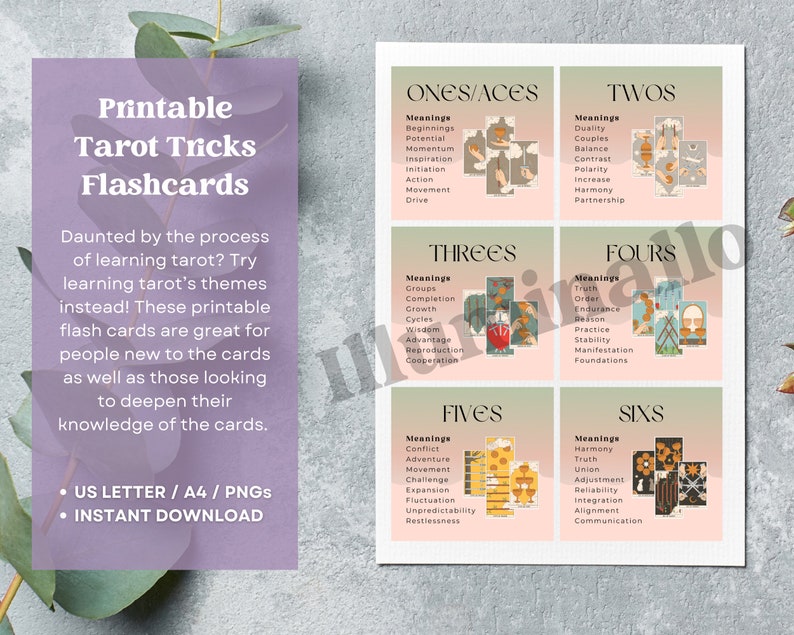 Tarot Flashcards, Tarot Cheat Sheet Printable, Learning Tarot Cards ...