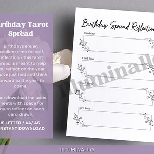 Printable Birthday Tarot Spread Worksheet, Tarot Spread PDF, Tarot ...