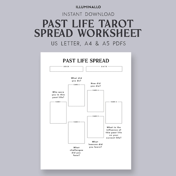Past Lives Tarot Spread Printable Past Lives Tarot Worksheet - Etsy