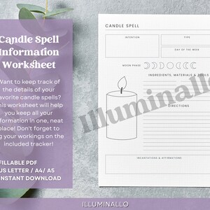 Printable Spell Worksheets, Spell Jar Template, Candle Spell, Printable ...