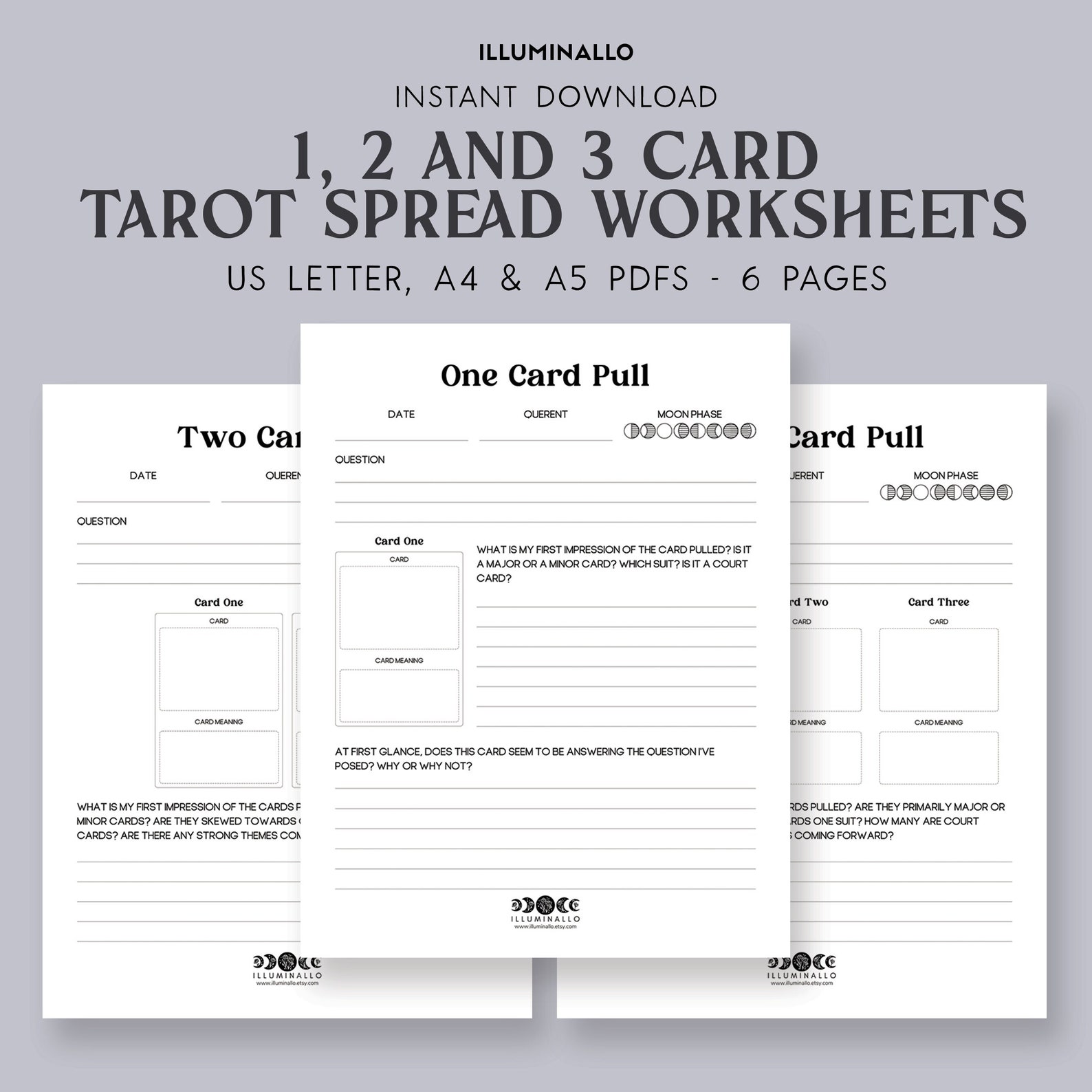 Tarot Worksheet, Tarot Spread Printable, Tarot Workbook Page, Tarot ...