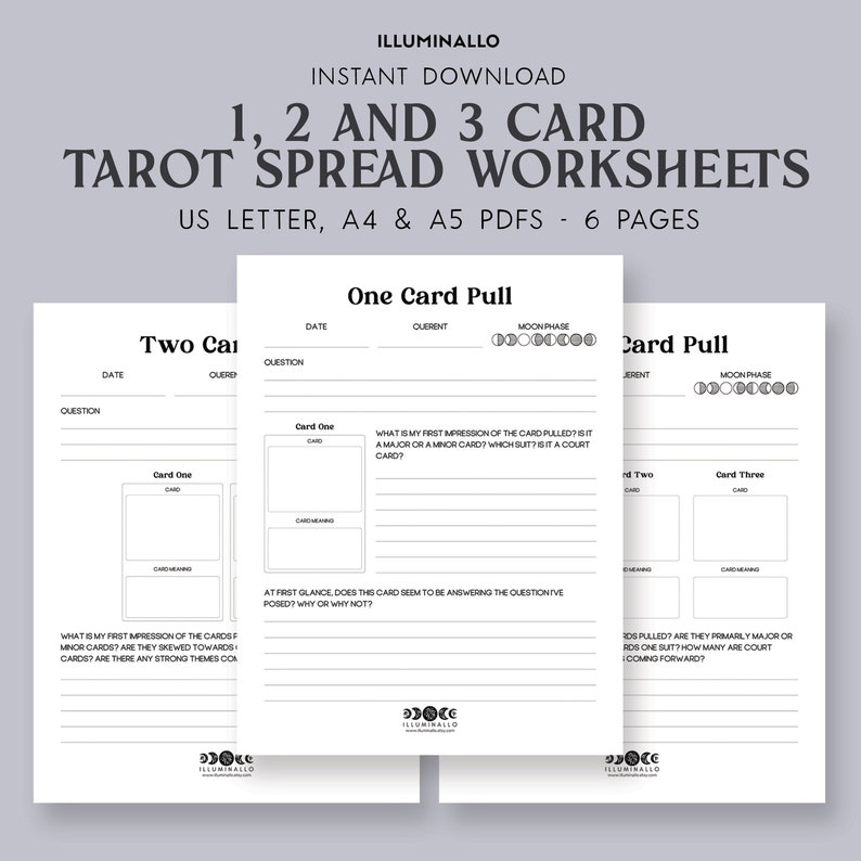 Tarot Worksheet, Tarot Spread Printable, Tarot Workbook Page, Tarot ...
