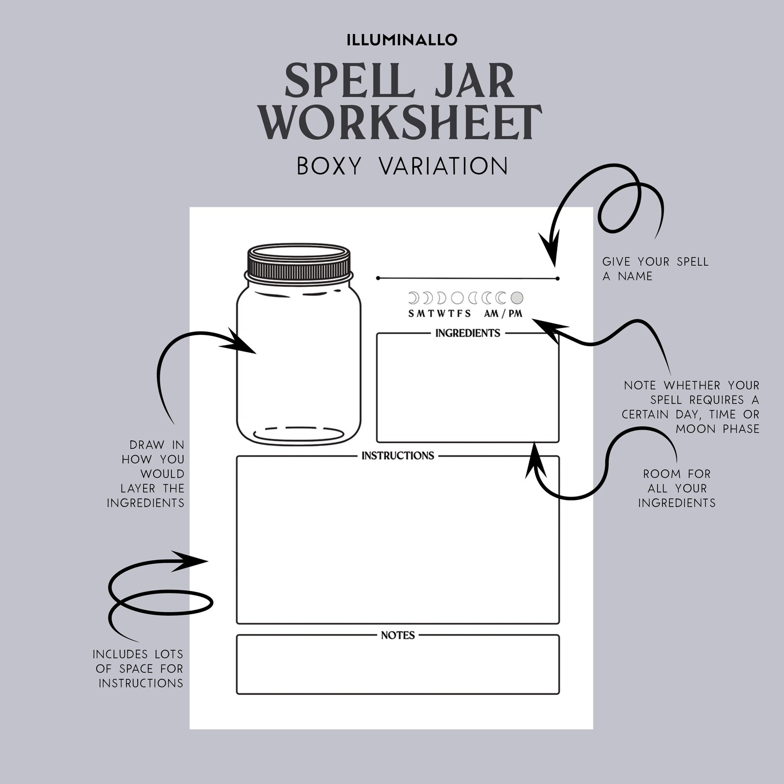 Spell Jar, Spell Jar Printable Worksheet, Magic Worksheet Printable ...