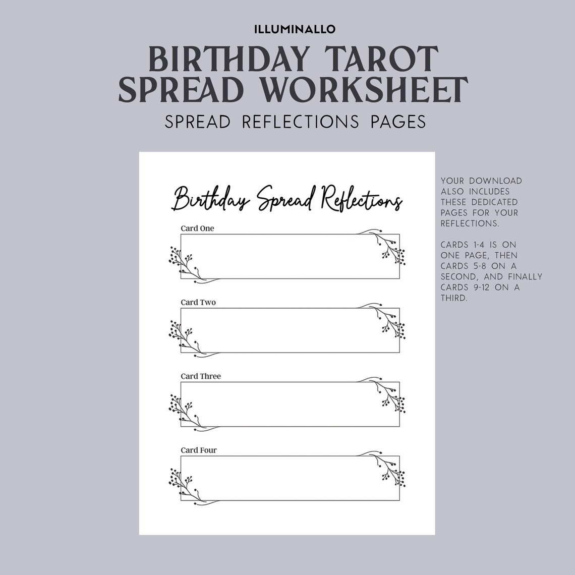 Printable Birthday Tarot Spread Worksheet Tarot Spread PDF - Etsy