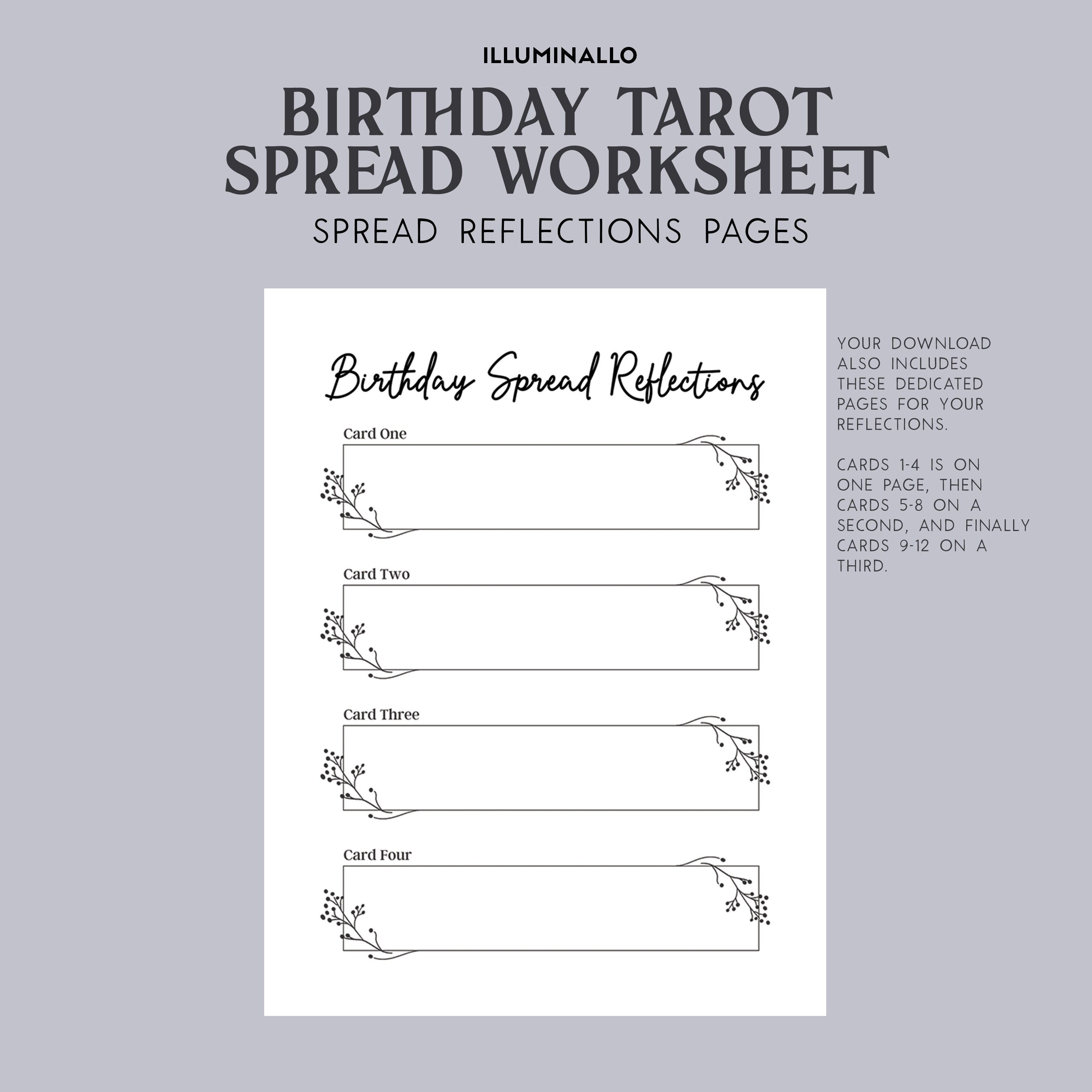 Printable Birthday Tarot Spread Worksheet Tarot Spread PDF - Etsy