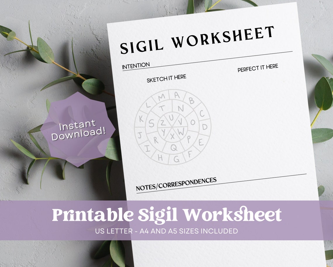 Sigil Making Printable Worksheet, Grimoire Pages Printable, Printable ...