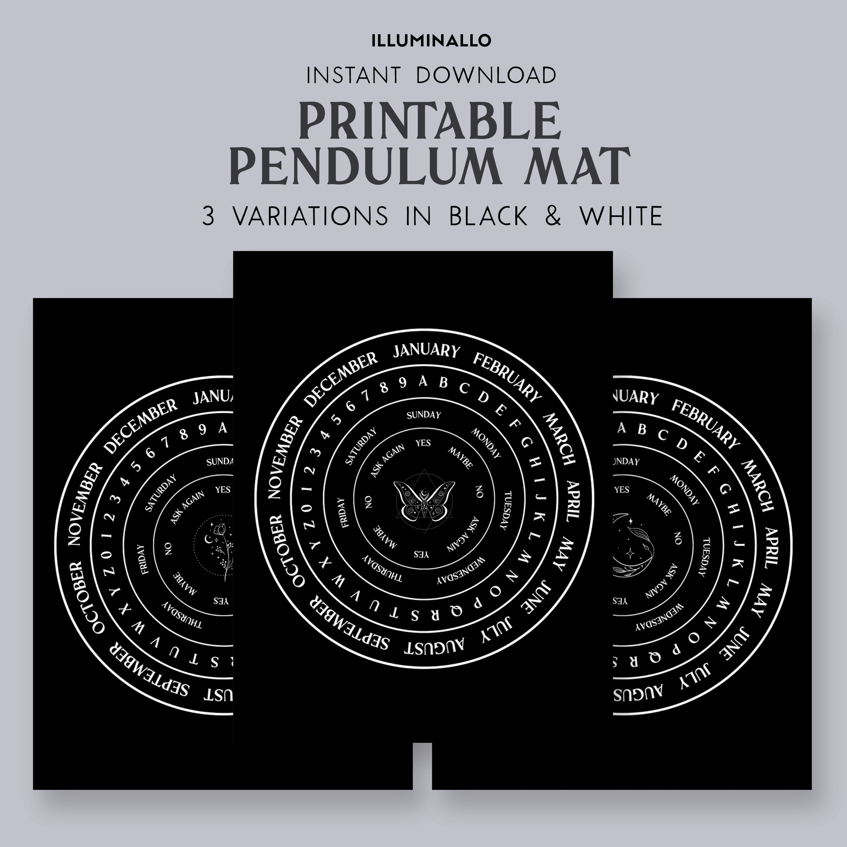 Pendulum Board Printable, Pendulum Mat Printable, Downloadable Pendulum ...