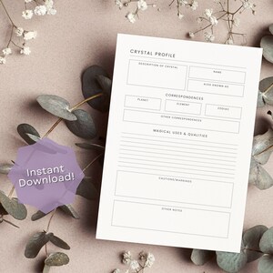 Printable Crystal Profile Worksheets, Printable Grimoire Pages ...