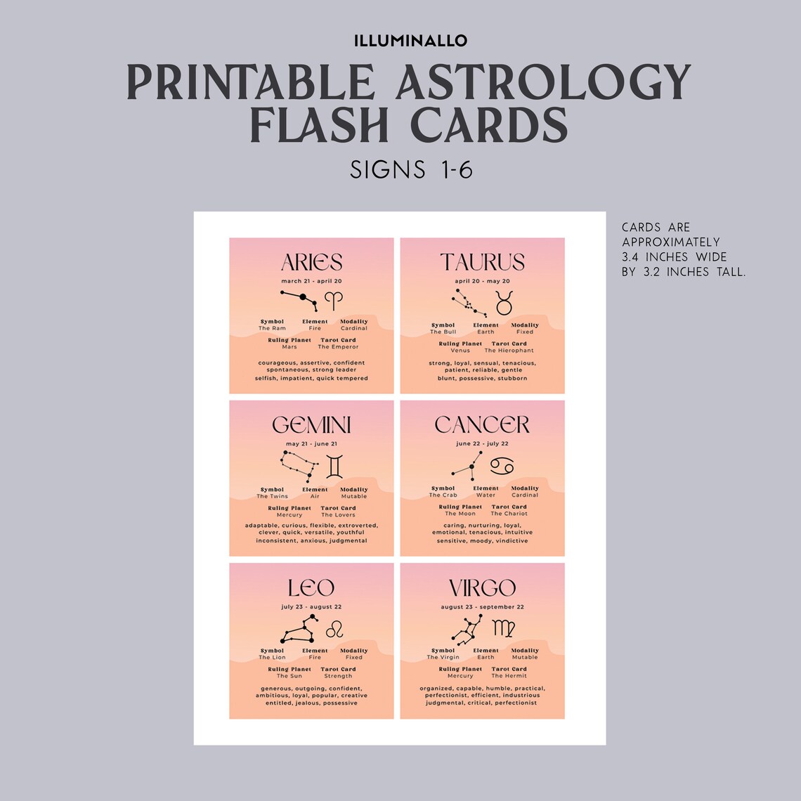 Astrology Flashcards Printable Astrology Flashcards Zodiac - Etsy