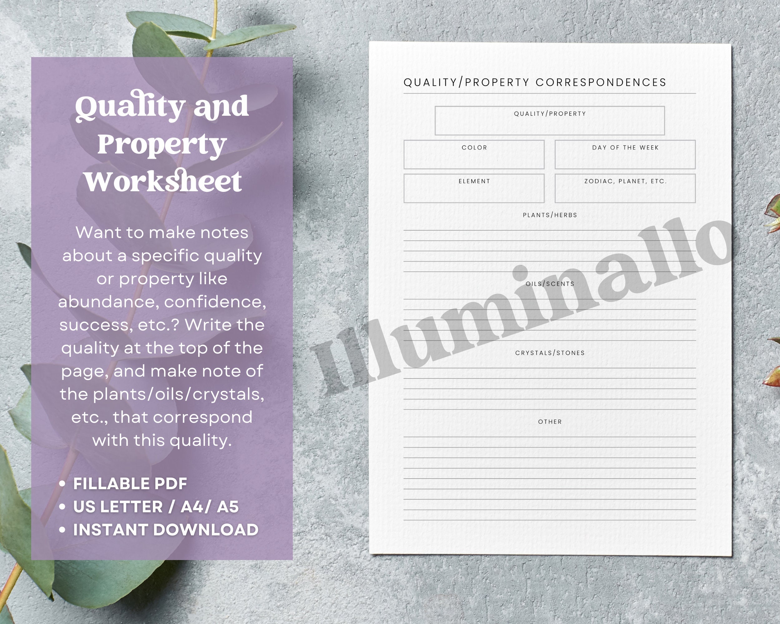 Magical Correspondences Printable Worksheet, Magical PDF Worksheet ...