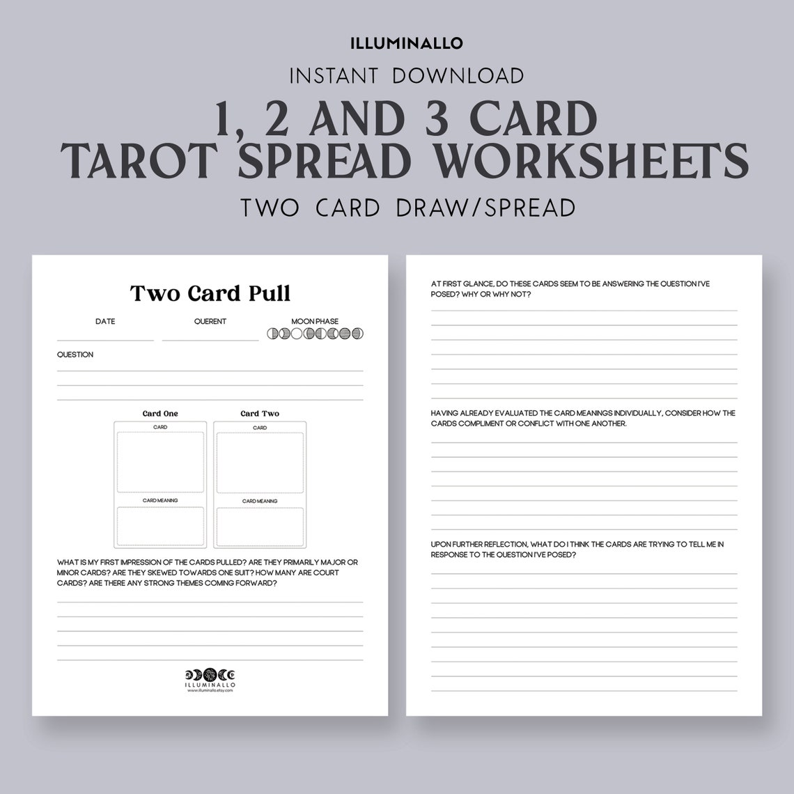 Tarot Worksheet, Tarot Spread Printable, Tarot Workbook Page, Tarot ...
